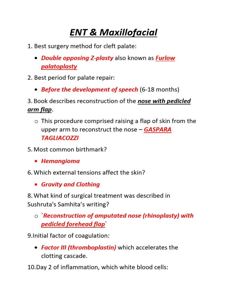 ENT & MaxFax Final MCQ Questions | PDF | Human Nose | Ear