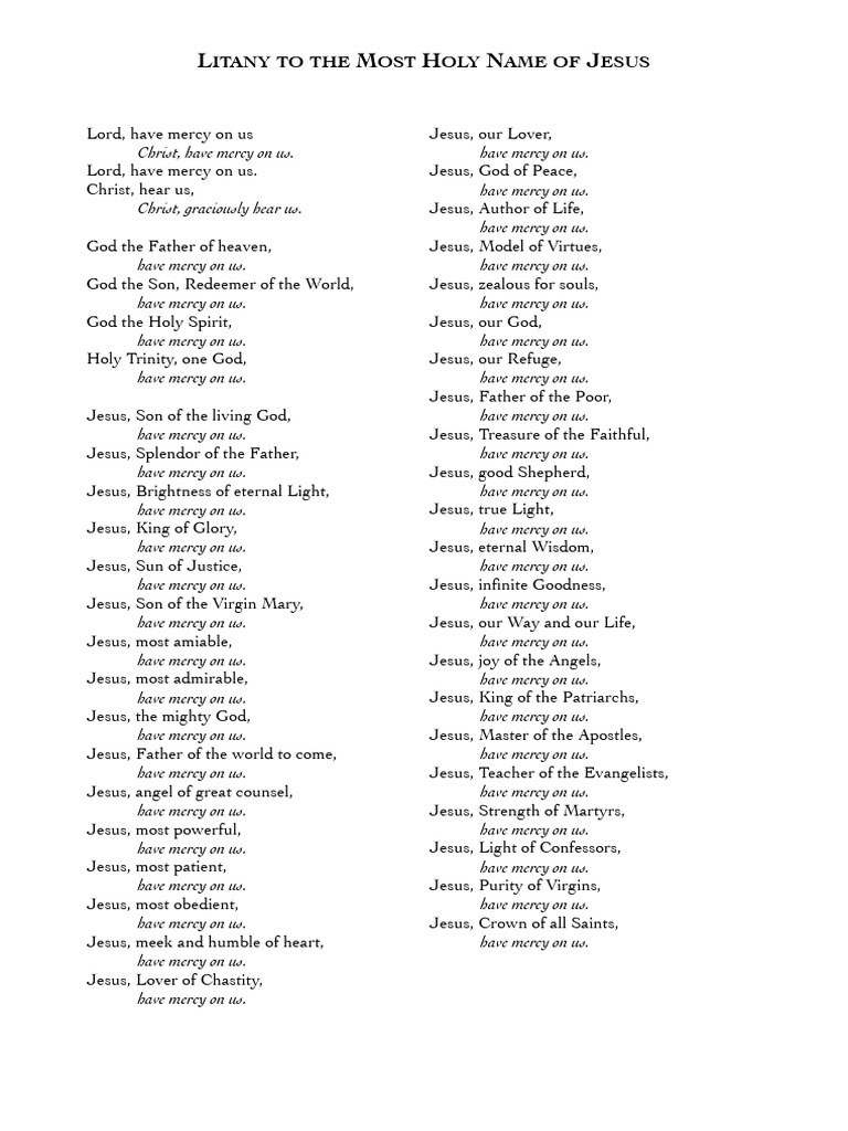 Litany of The Holy Name | PDF | God In Christianity | Abrahamic Religions