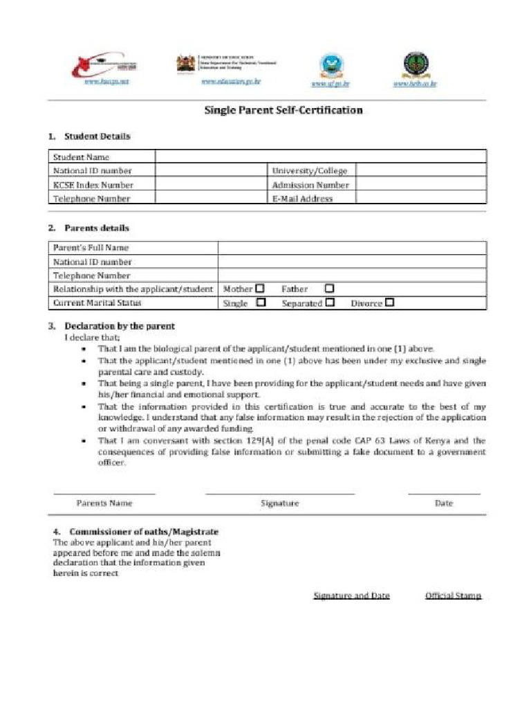 Single Parent Form | PDF