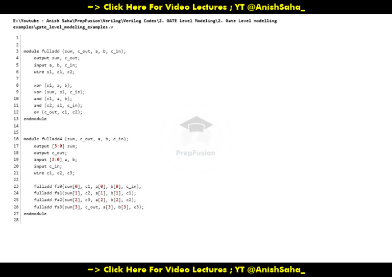 Gate Level Modeling Examples in Verilog | PDF