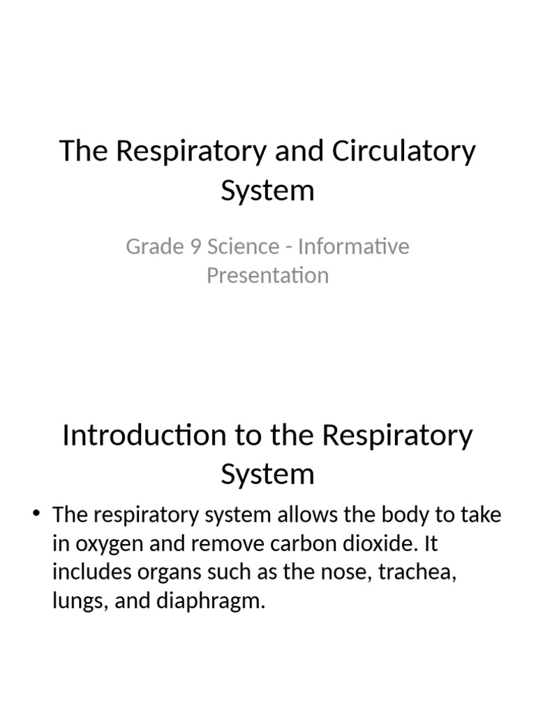 Respiratory and Circulatory Systems Overview | PDF | Respiratory System ...