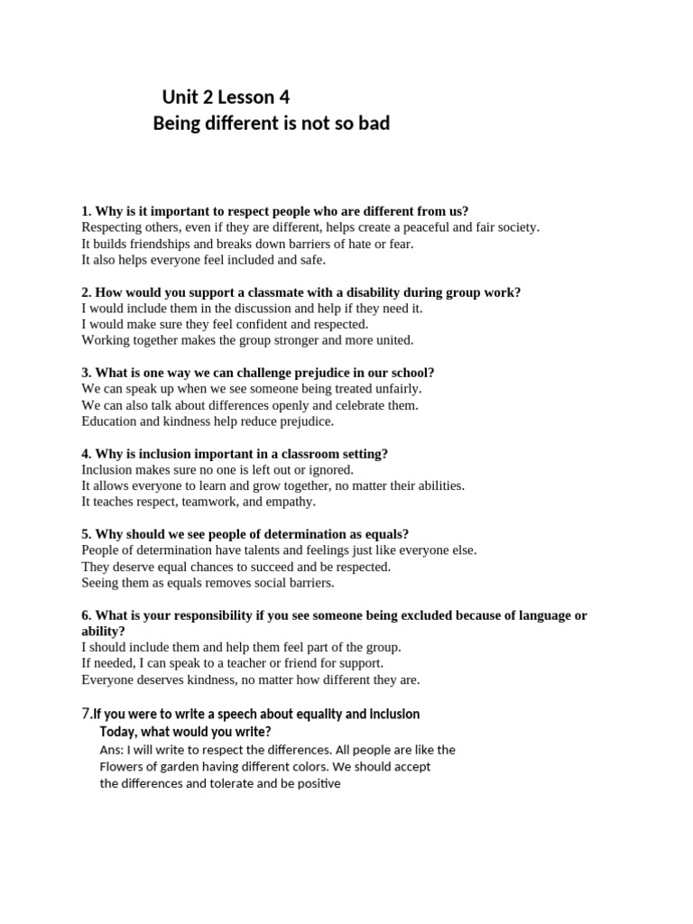 Notes Being Deferent Is Not So Bad Grade 8 Term 1st | PDF | Martin ...