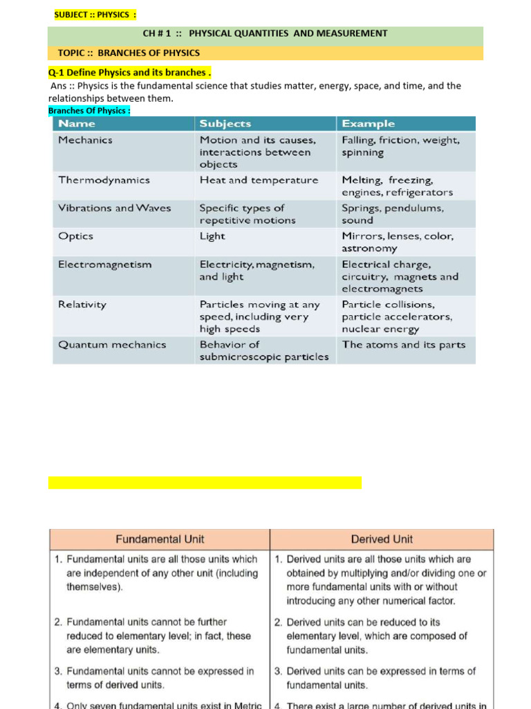 Physics - Grade 8 CH 1'Q-1 To Q-4 | PDF