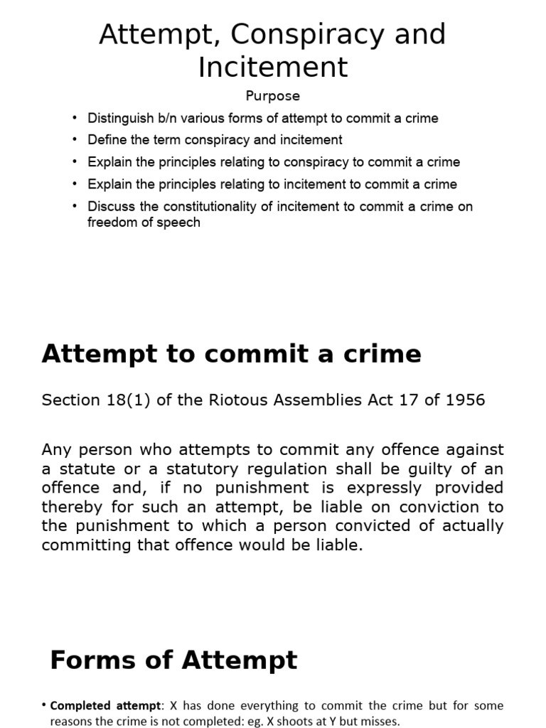 Understanding Attempt, Conspiracy, Incitement | PDF | Crimes | Crime ...