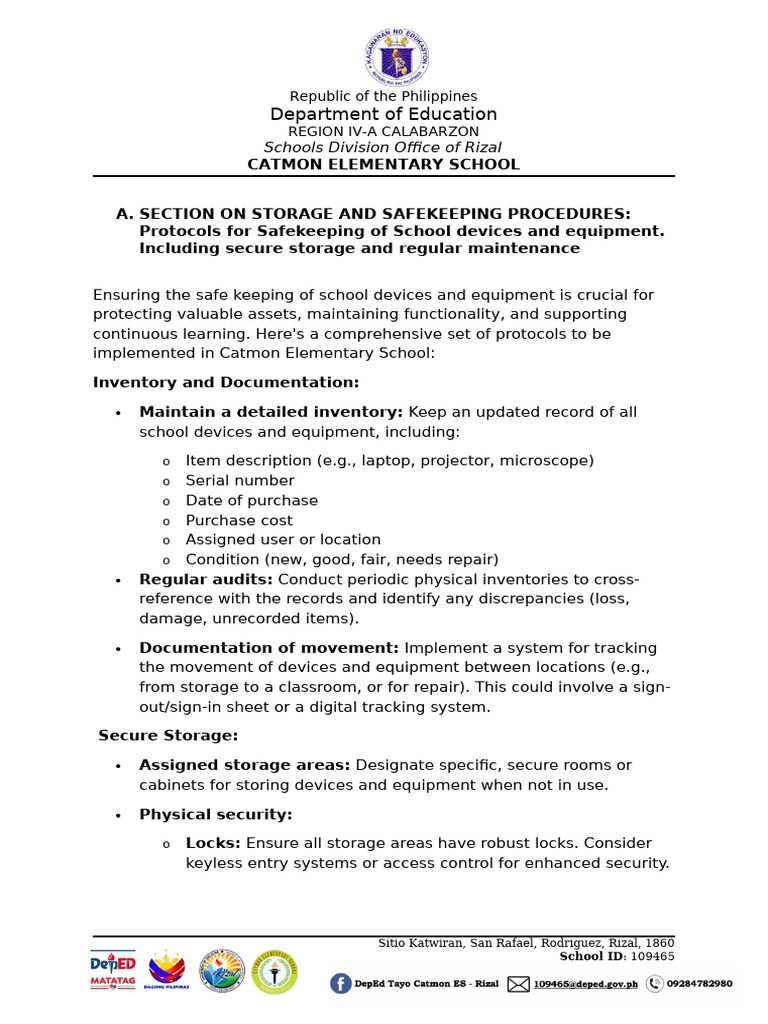 School Device Safekeeping Protocols | PDF