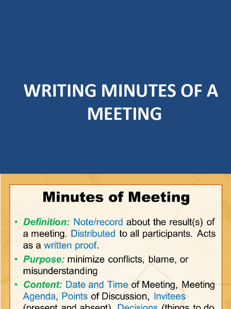 How To Write Minutes of A Meeting | PDF