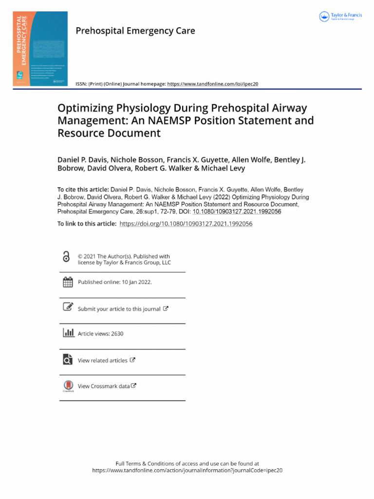 Optimizing Physiology During Prehospital Airway Management - An NAEMSP ...