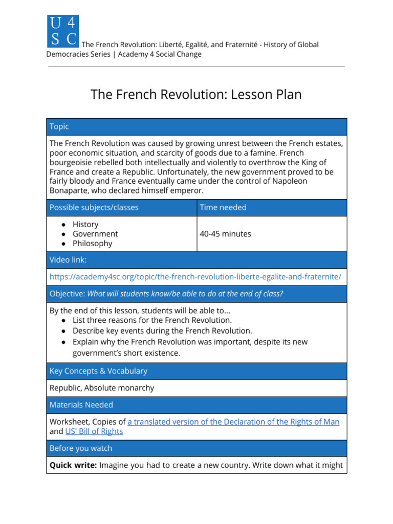 The French Revolution Lesson | PDF | French Revolution | Revolutions