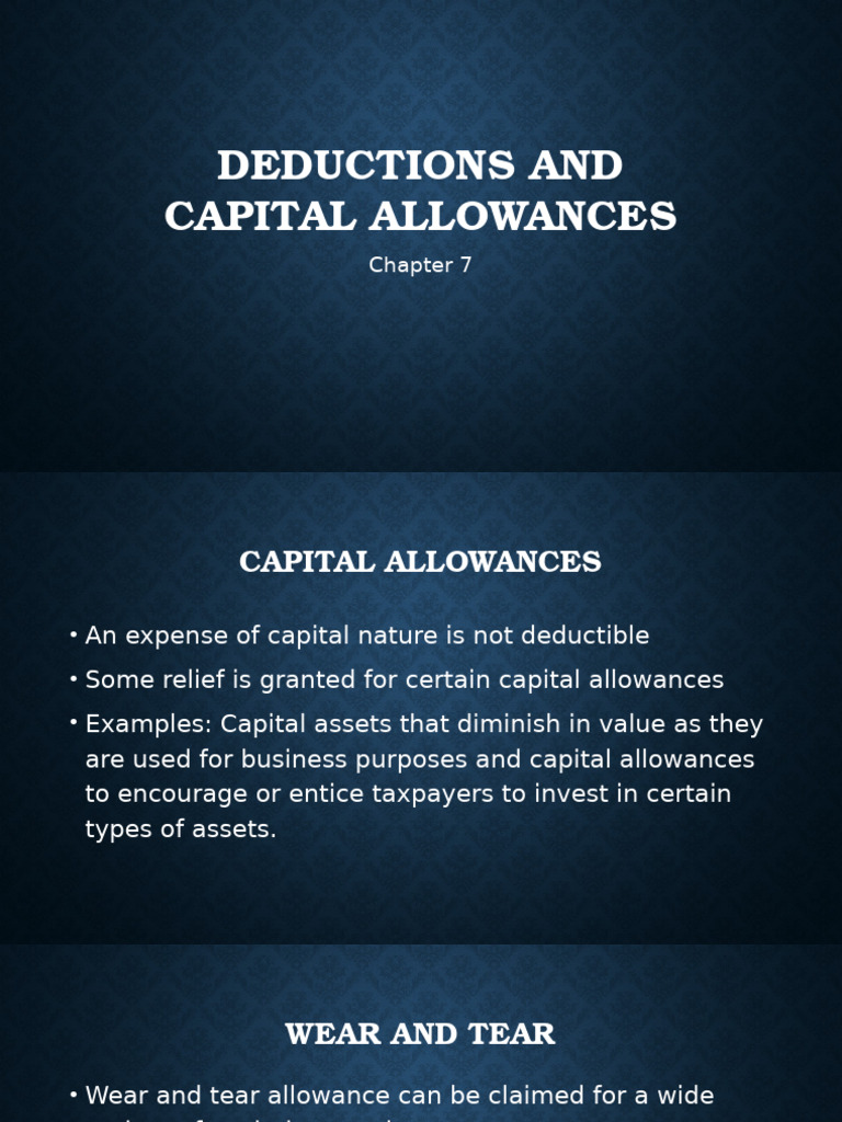 Capital Allowances and Deductions Guide | PDF | Tax Deduction | Taxes