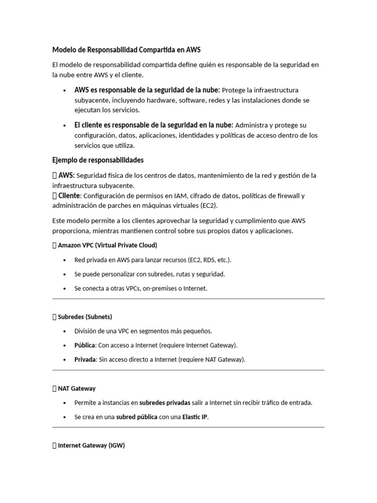 Modelo de Responsabilidad Compartida en AWS | PDF | Servicios web de ...