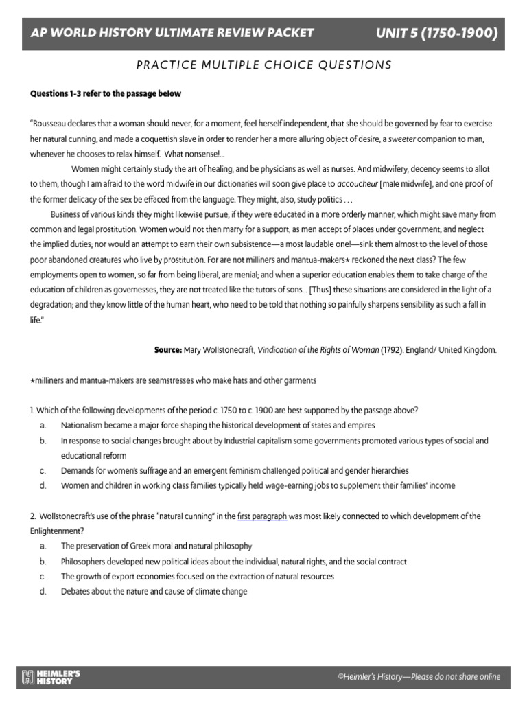 Practice Multiple Choice Questions: Ap World History Ultimate Review ...