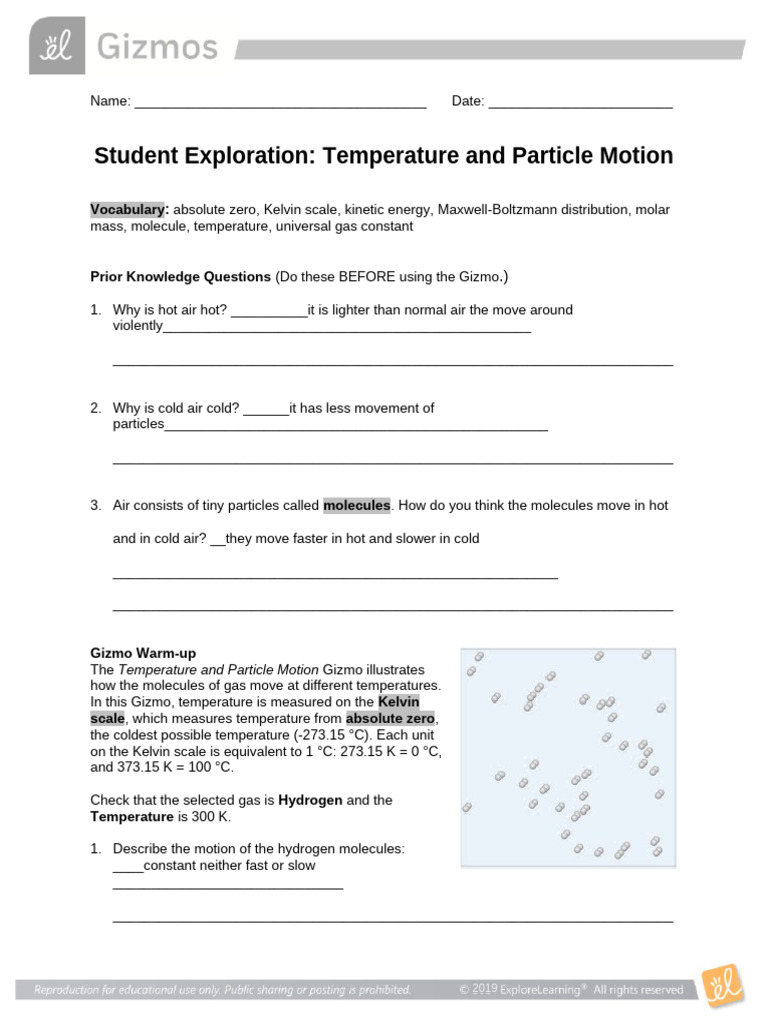 Temperature and Particle Motion Exploration | PDF | Gases | Temperature