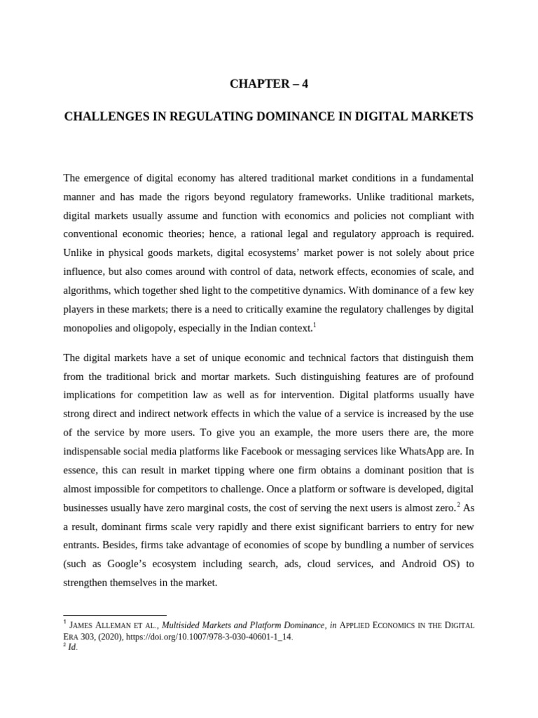 (Version 1) Chapter 4 - Challenges in Regulating Dominance in Digital ...
