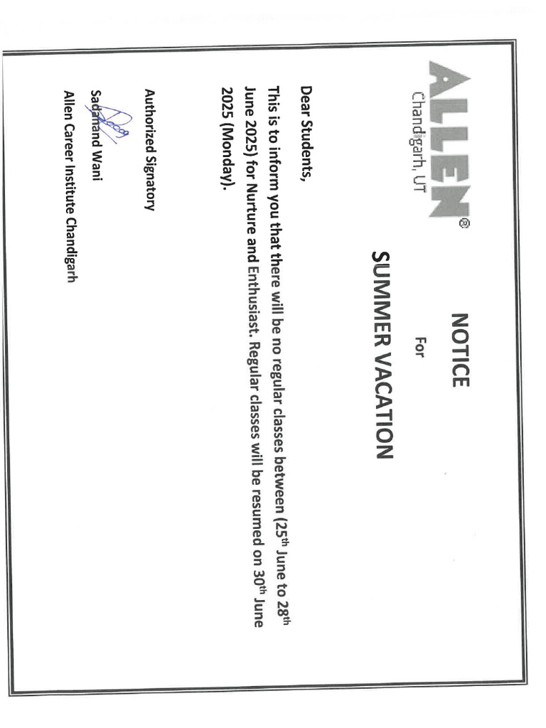 Summer Vacation | PDF