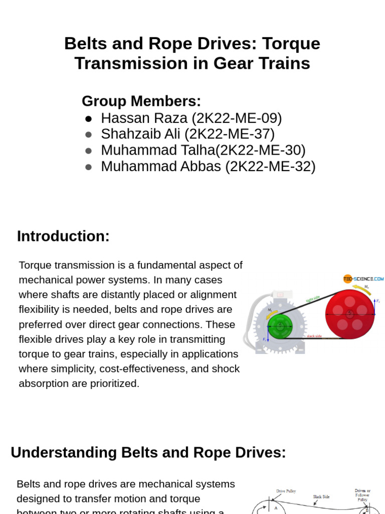 Belts and Rope Drives - Torque Transmission in Gear Trains | PDF | Belt ...