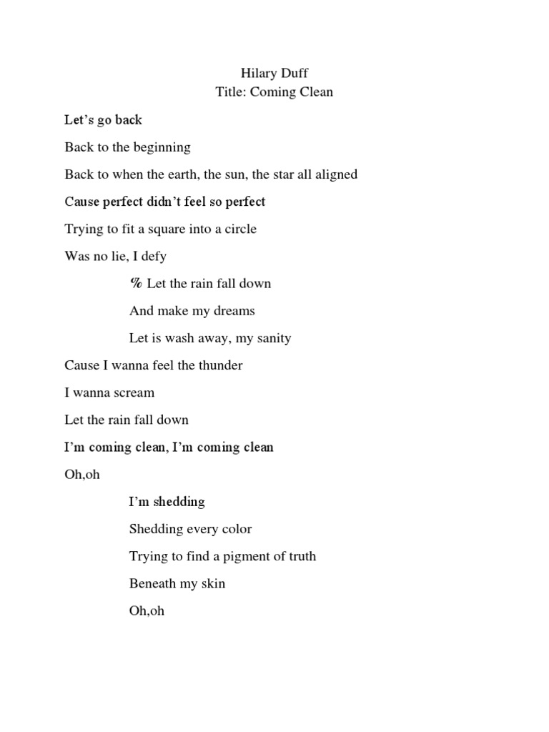 Hilary Duff-Coming Clean | PDF | Poetry