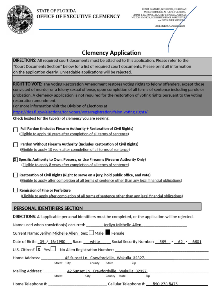 Florida Clemency Application Guide | PDF | Pardon | Felony