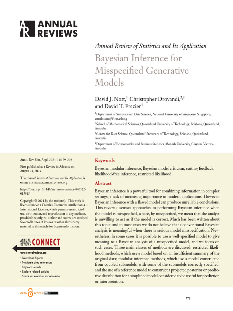 Bayesian Inference For Misspecified Generative Models | PDF | Statistical Inference | Linear ...