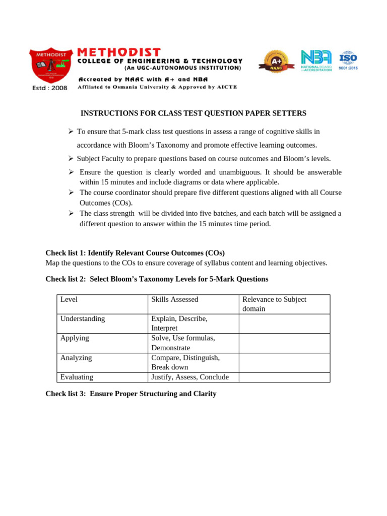 SOP For Class Test | PDF