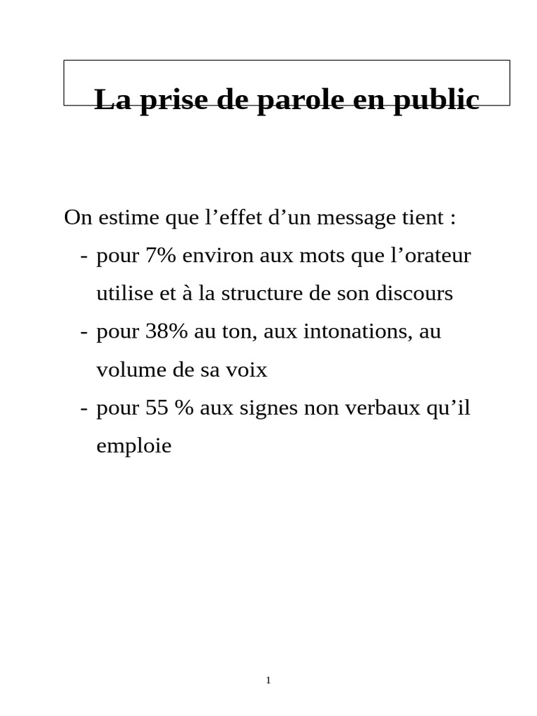 Maîtriser le trac en prise de parole | PDF | Communication non verbale
