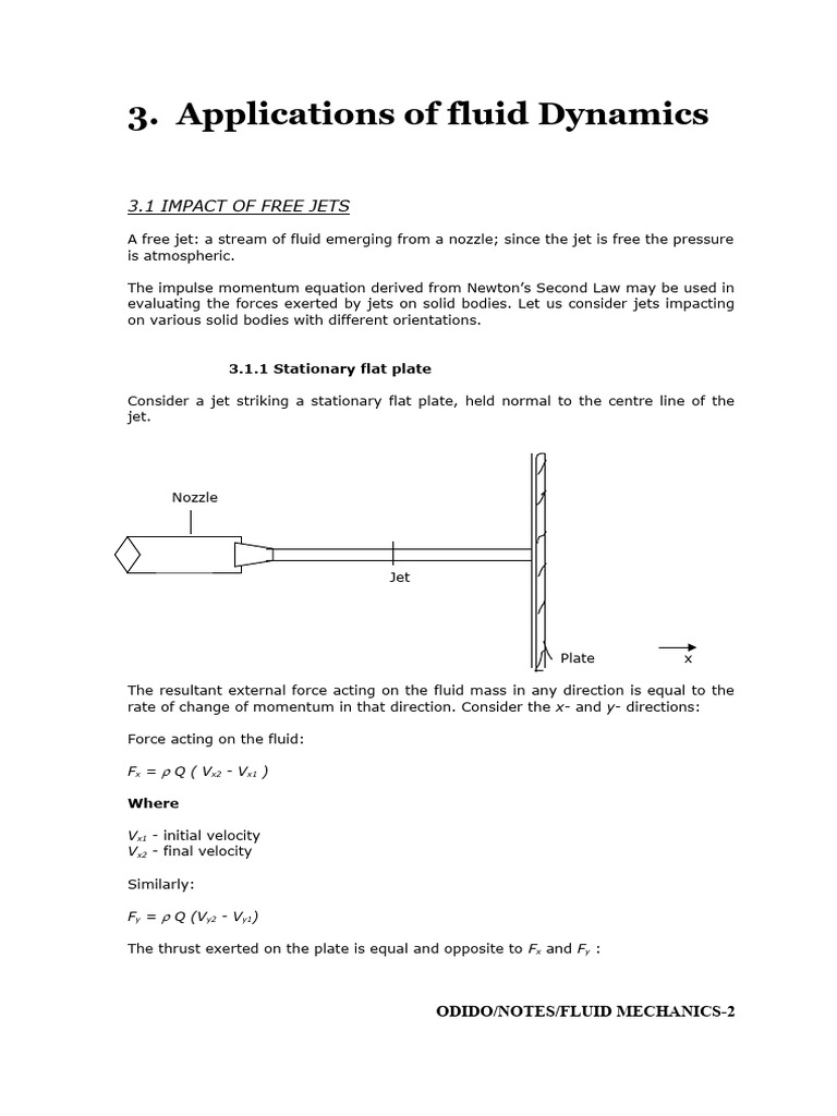 Fluid Dynamics: Free Jet Applications | PDF | Force | Nozzle