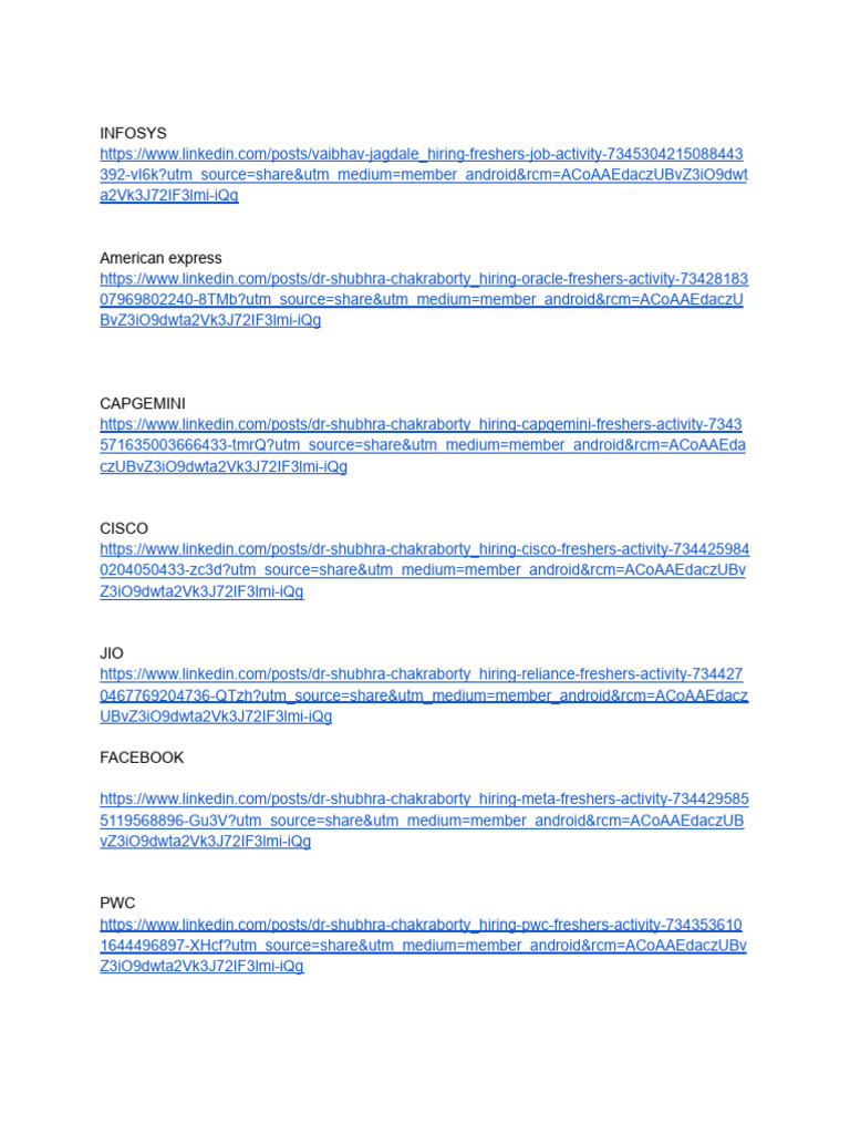 Linkedin Job Hiring Links | PDF | Business | Companies