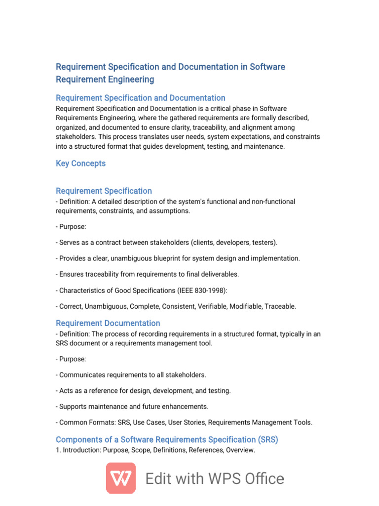 Requirement Specification in Software Engineering | PDF | Software ...