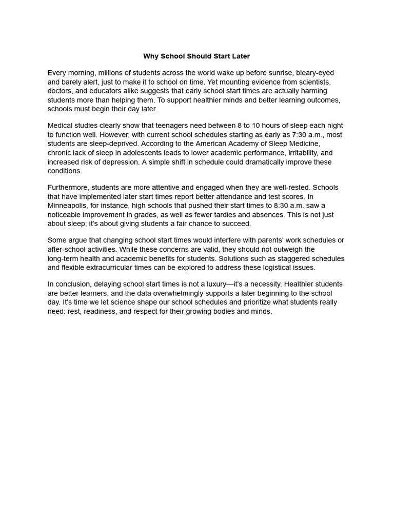 Why School Should Start Later | PDF