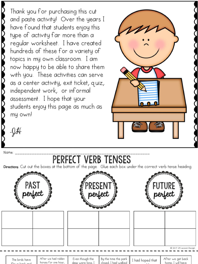 PerfectVerbTensesCutandPasteSortingActivity-1 (1) | PDF