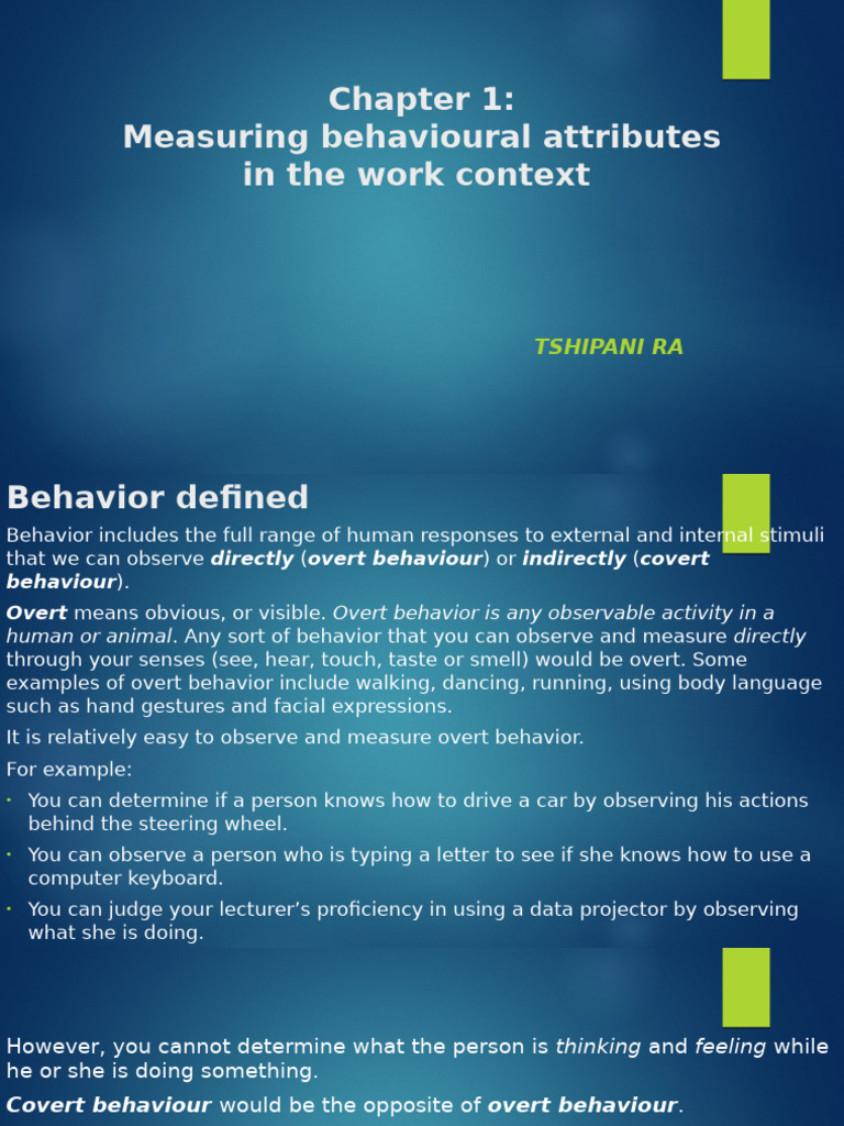Measuring Overt and Covert Behavior | PDF | Behavior | Job Satisfaction