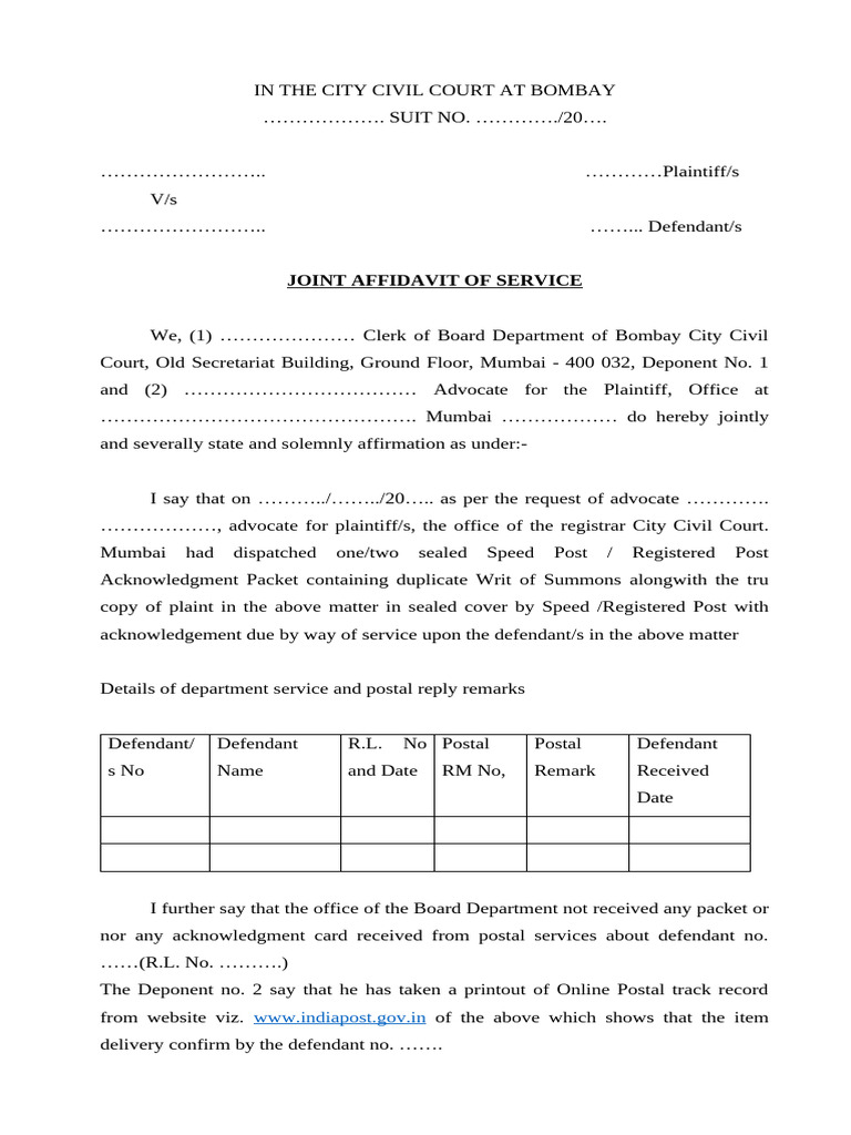 Joint Affidavit in Case of No Ad Slip | PDF | Affidavit | Justice
