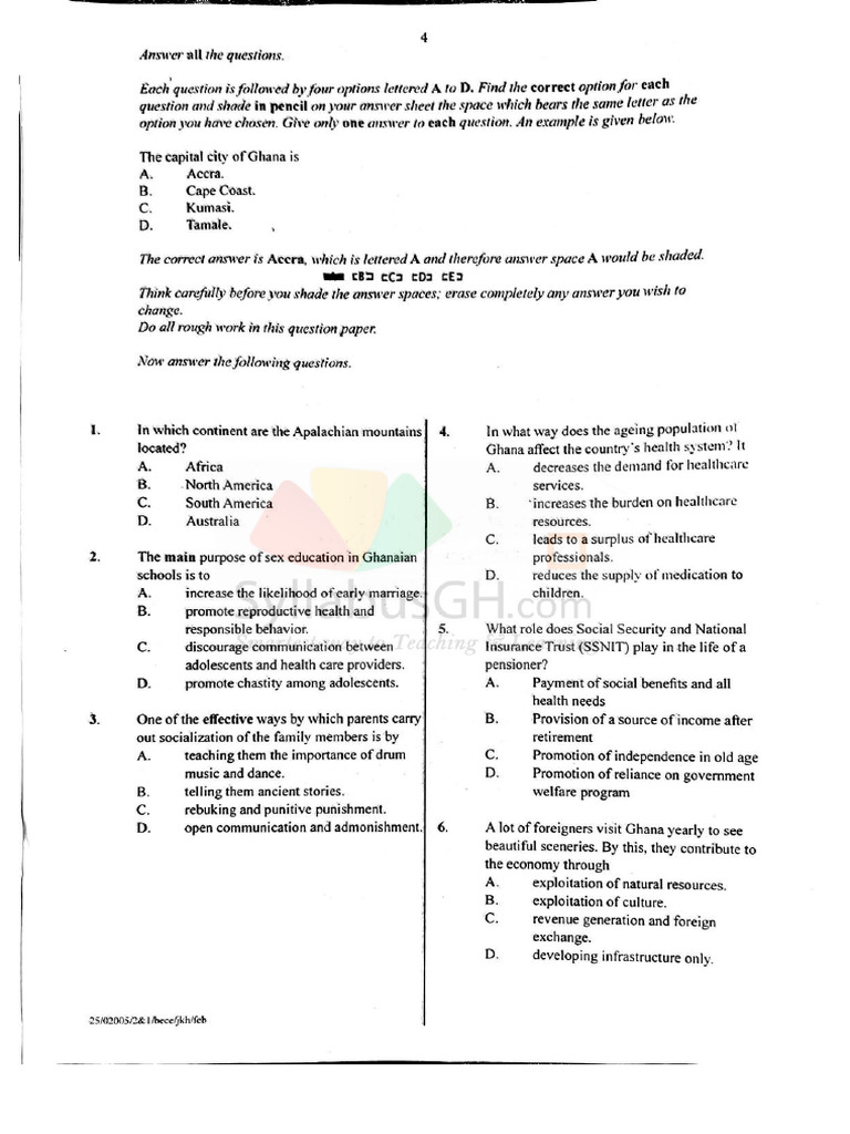 2025 Bece Social Studies 1 | PDF