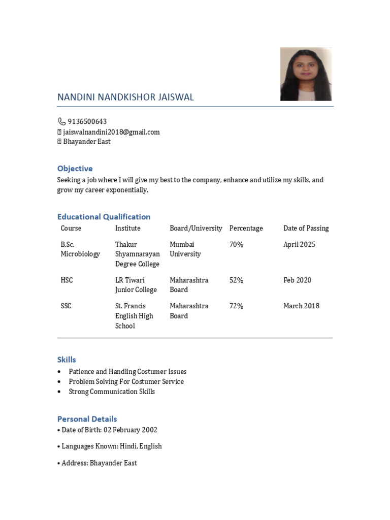 Nandini Jaiswal Resume Main | PDF