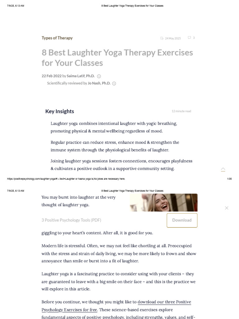 8 Best Laughter Yoga Therapy Exercises For Your Classes | PDF ...