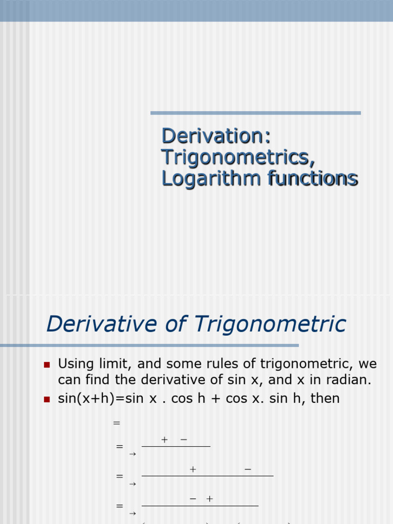 06 Derivation Trigonometrics Logarithm Functions | PDF | Trigonometric ...