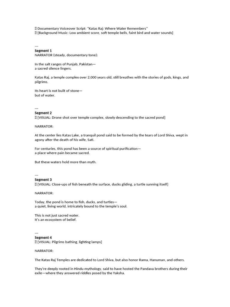 ? Documentary Voiceover Script | PDF