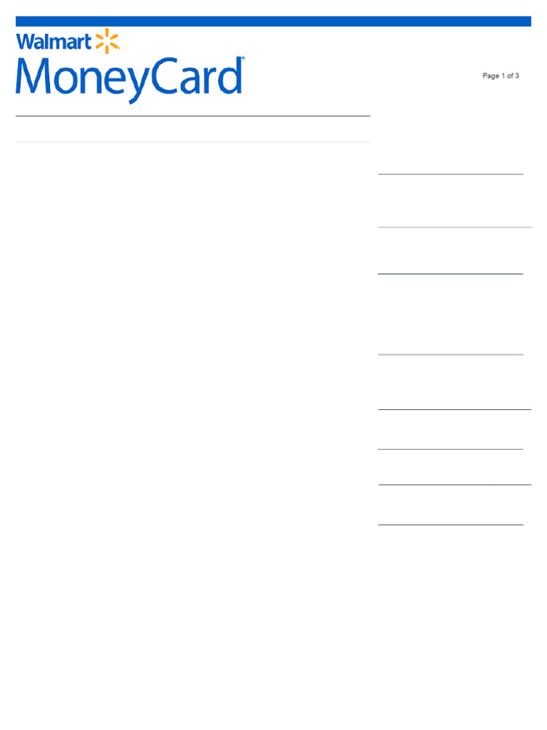Walmart MoneyCard Account Statement | PDF | Debit Card | Debits And Credits