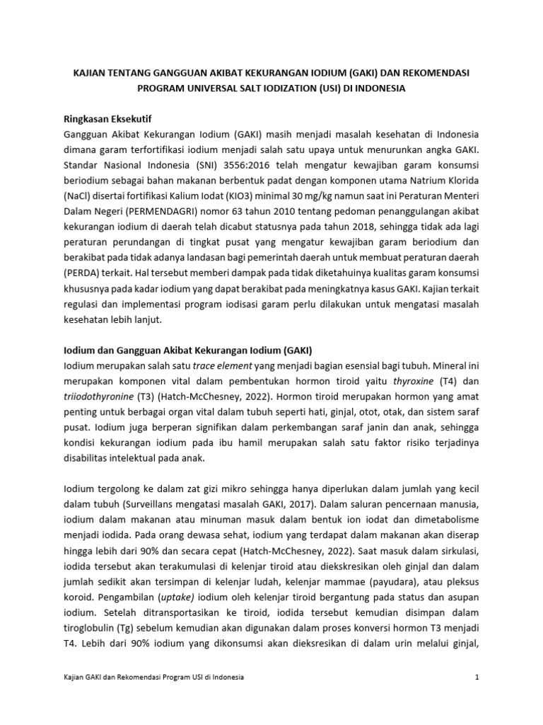 Sejarah Dan Rekomendasi Penanggulanan GAKI Dan Program USI Di Indonesia | PDF
