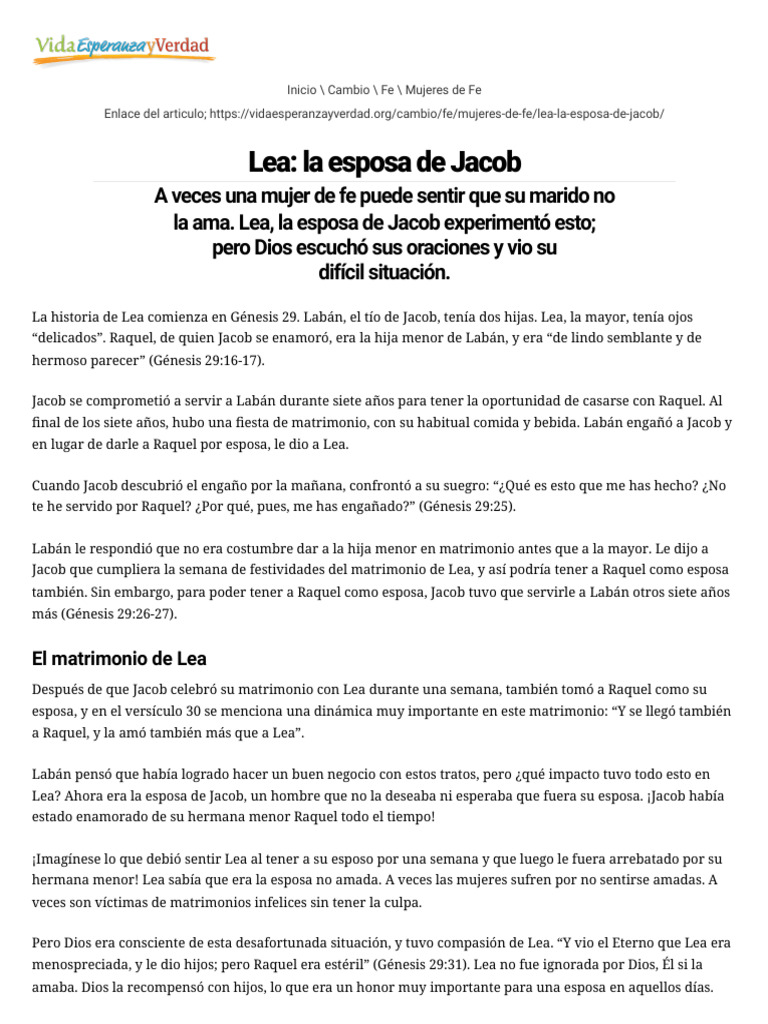 Lea - La Esposa de Jacob | PDF | Rachel | Leah