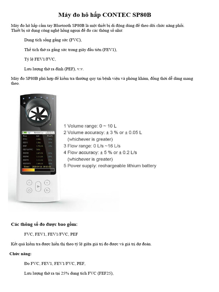 Spirometer Contec Sp80b - VN | PDF