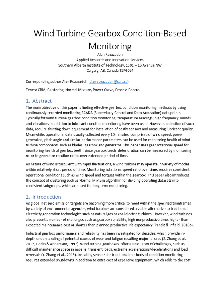 TH - Wind Turbine Gearbox Condition Based Monitoring | PDF | Akaike Information Criterion | Gear