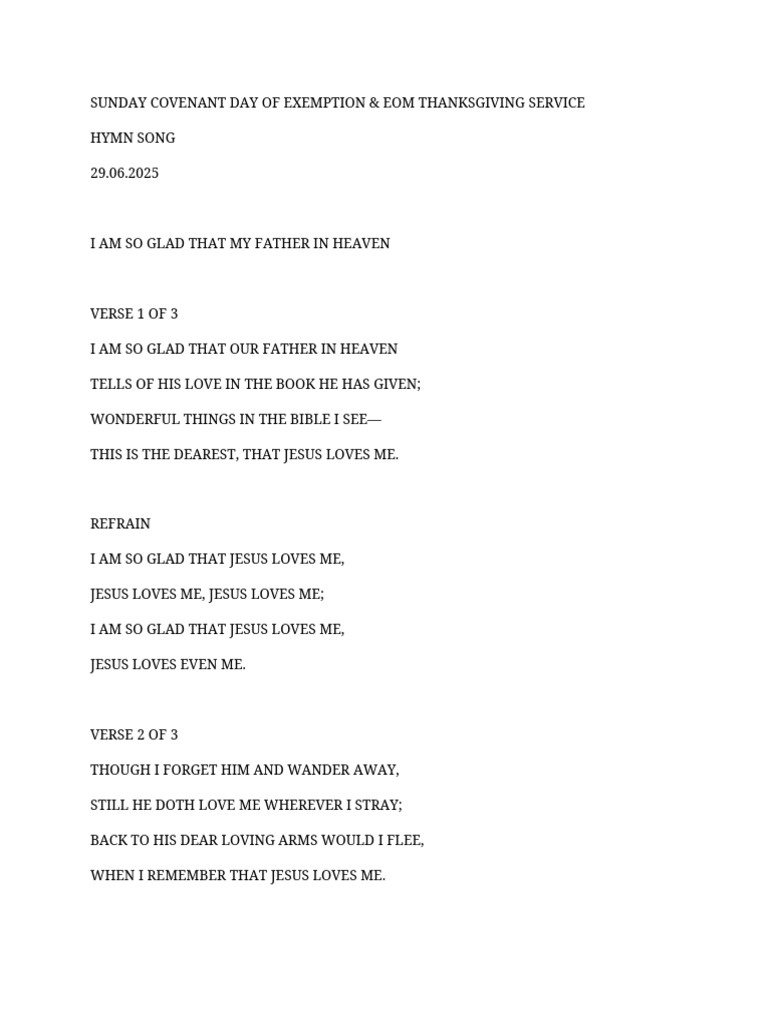 I Am So Glad That My Father in Heaven | PDF
