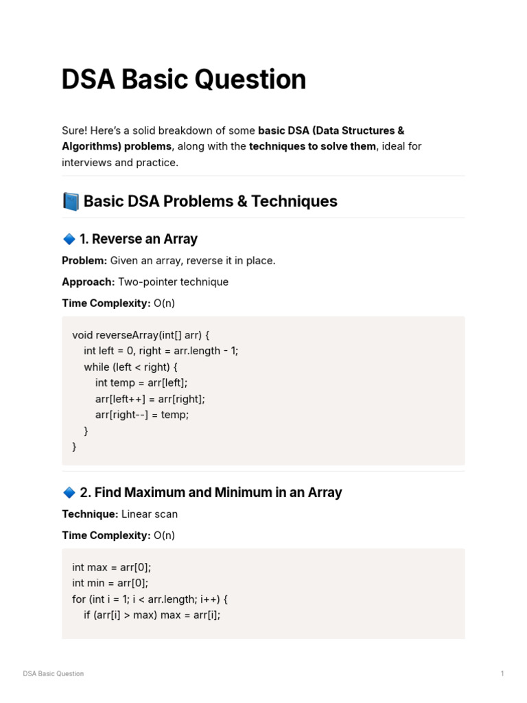 5c187990 Cc71 4cc8 A3df 9fb81642dcfa DSA Basic Question | PDF | Time Complexity | Algorithms And ...