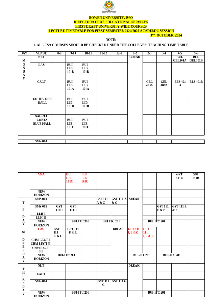 Coccs Timetable | PDF