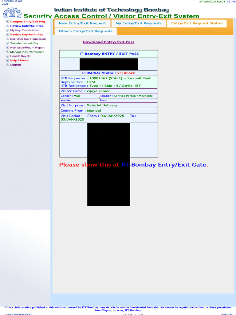 Security Access Control Visitor Entry-Exit System System 3 | PDF