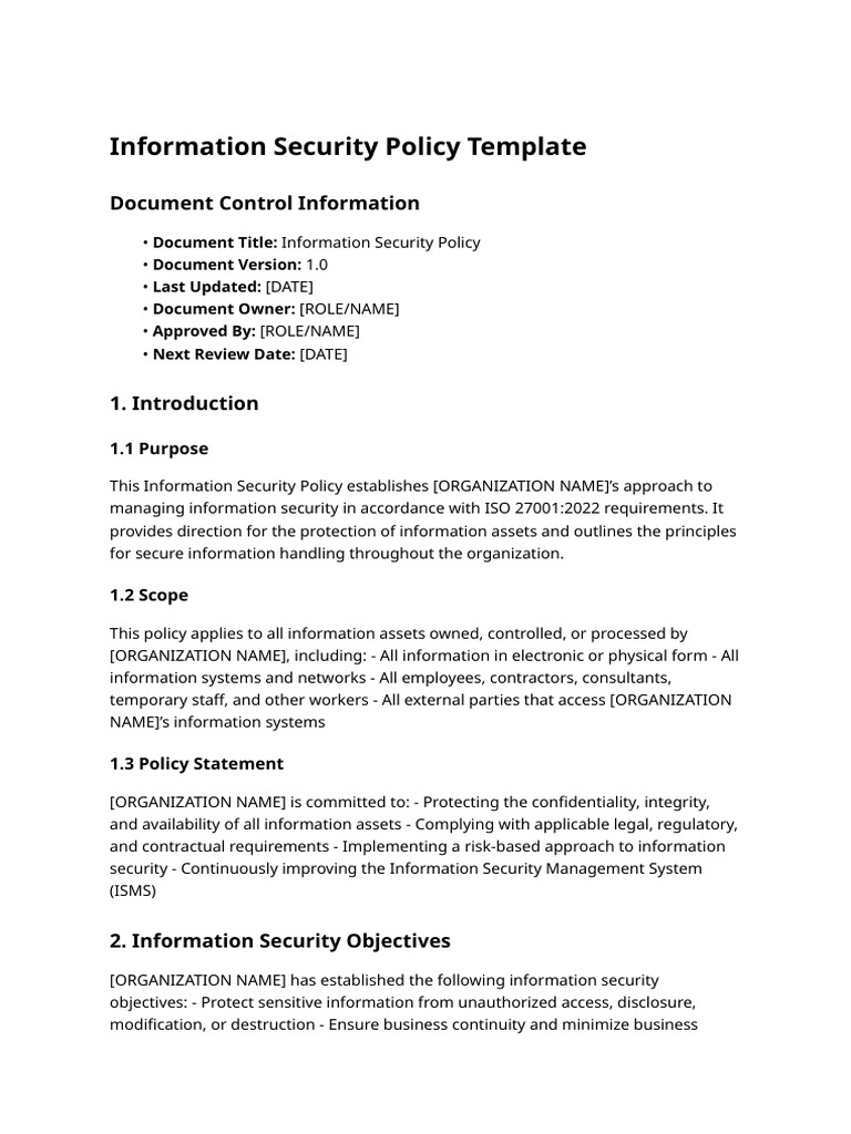 Information Security Policy | PDF | Information Security | Computer Security