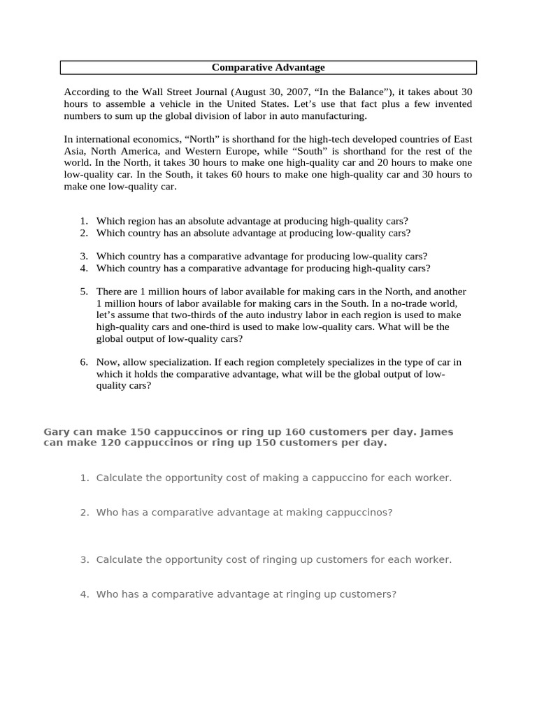 Comparative Advantage in Global Trade | PDF | Comparative Advantage ...