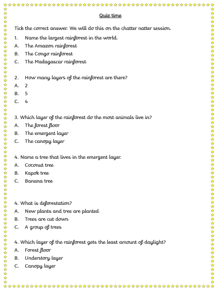 Amazon Rainforest Quiz Questions | PDF
