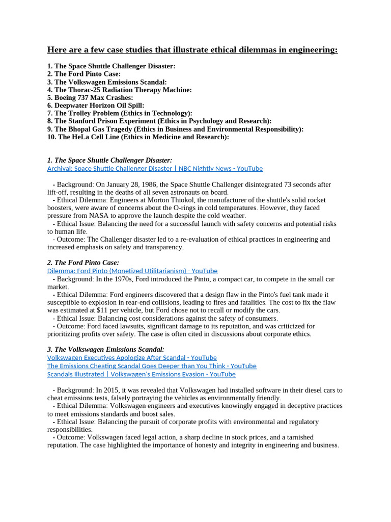 Ethical Dilemmas in Engineering Cases | PDF | Informed Consent ...