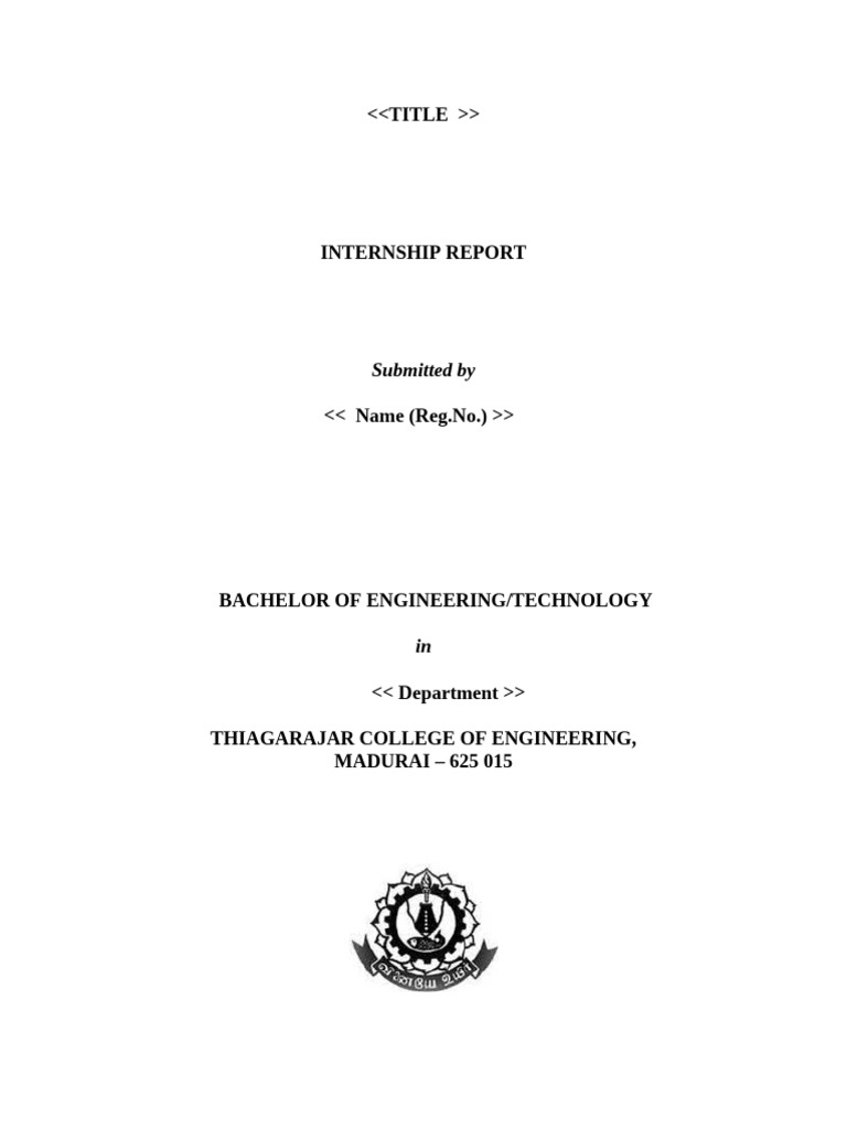 Internship Report Format | PDF